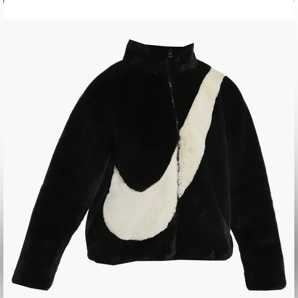 Nike | Jackets & Coats | Nwt Nike Oversized Faux Fur Swoosh Logo Jacket ...